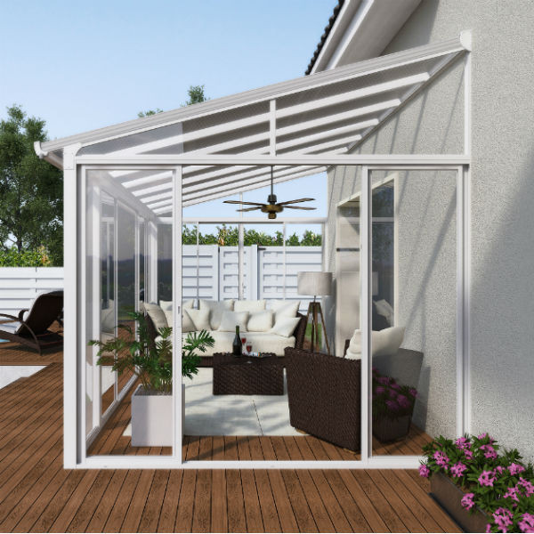Véranda Aluminium Blanche Canopia by Palram SanRemo - toiture-online.com